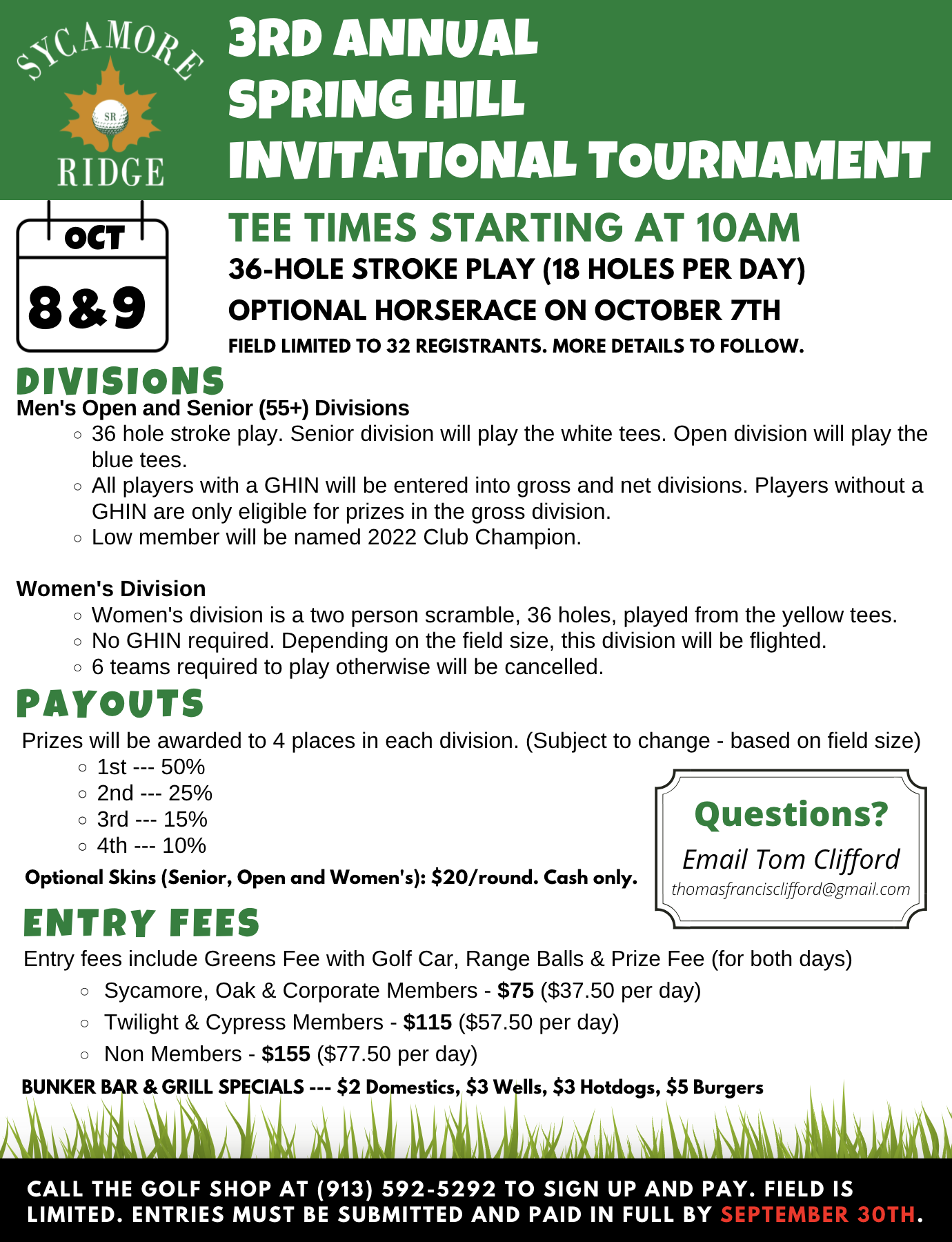 Sycamore Ridge Golf Club - Upcoming Events